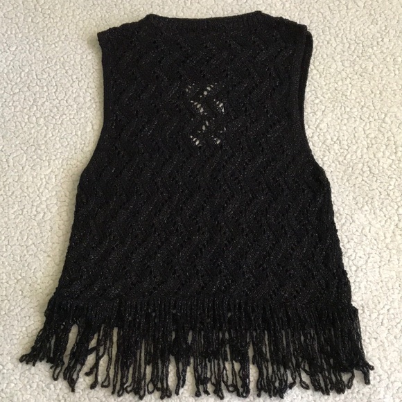 Zara | Tops | Zara Metallic Thread Knit Fringed Top S New | Poshmark